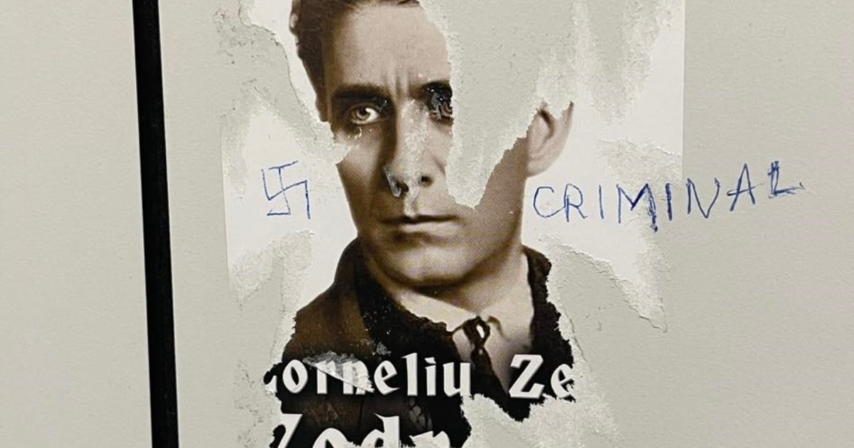 Afișe cu liderul legionar C. Z. Codreanu, în toaletele din aeroportul ...