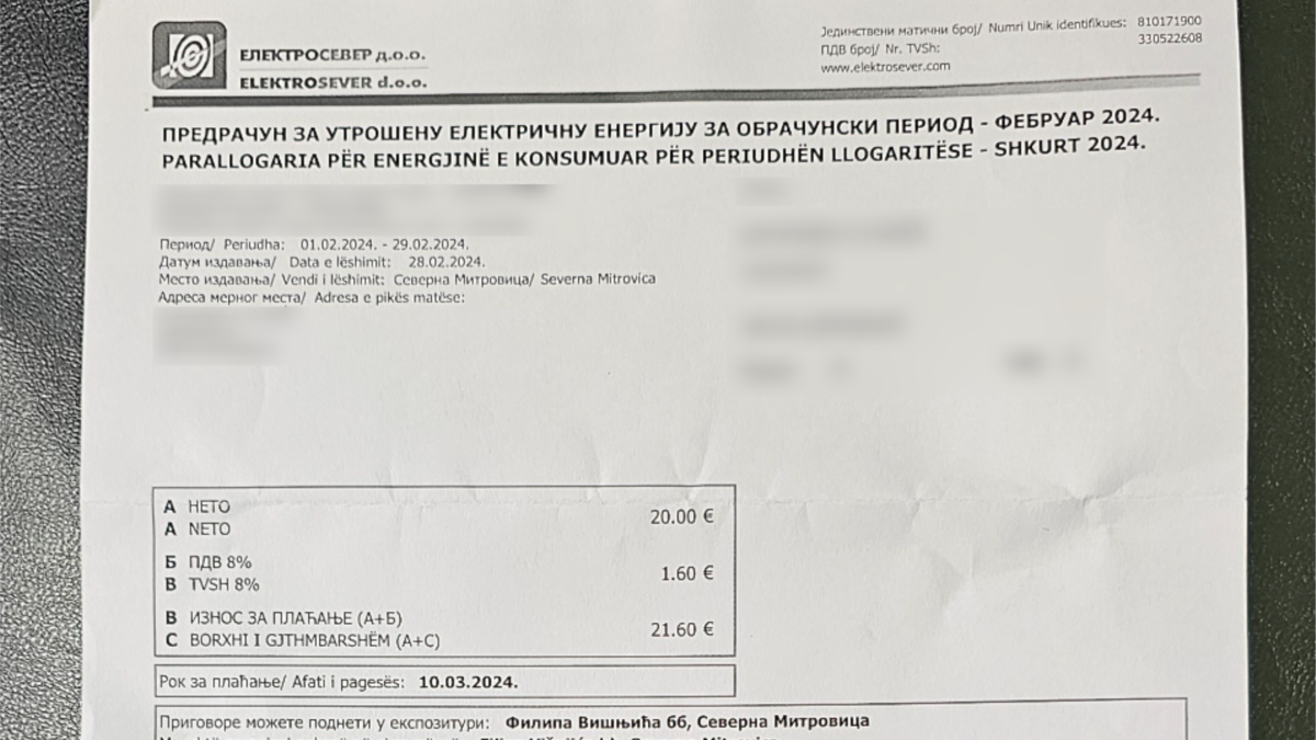 Počela distribucija računa za struju na severu Kosova