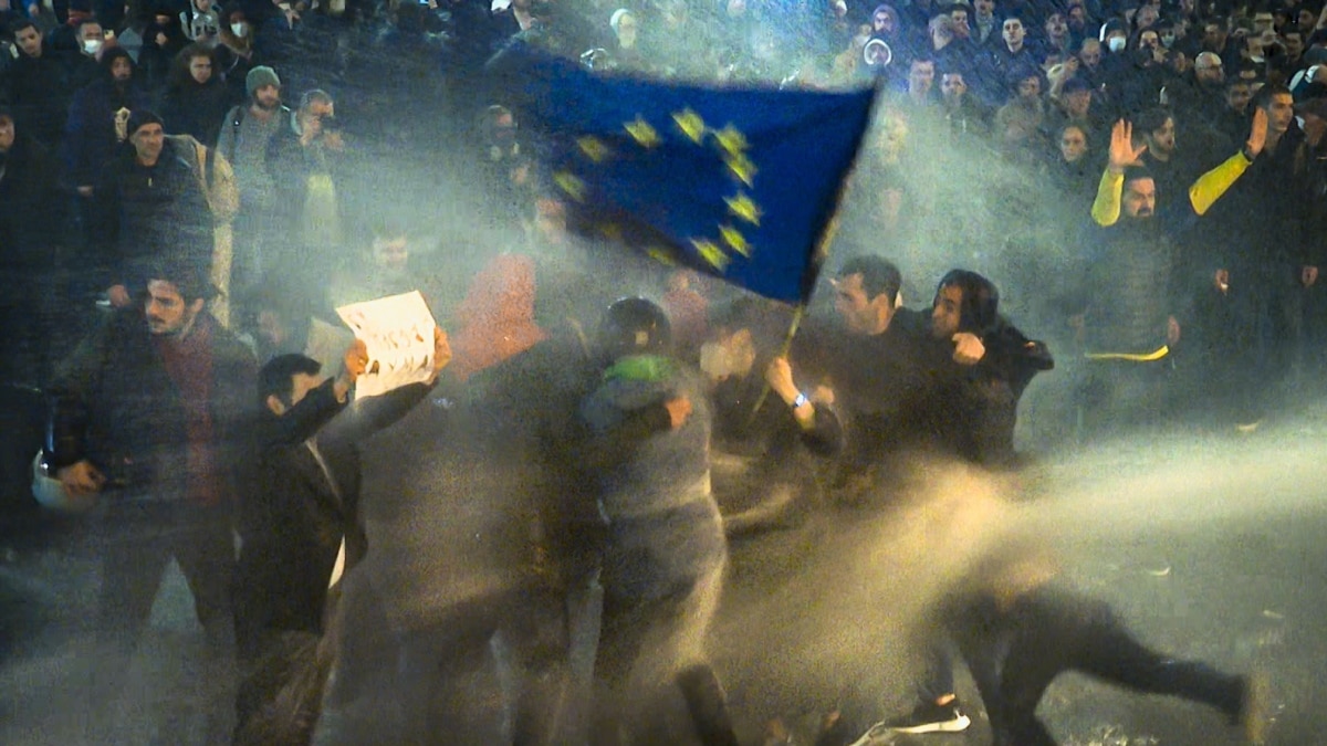 The Georgian Woman With The EU Flag