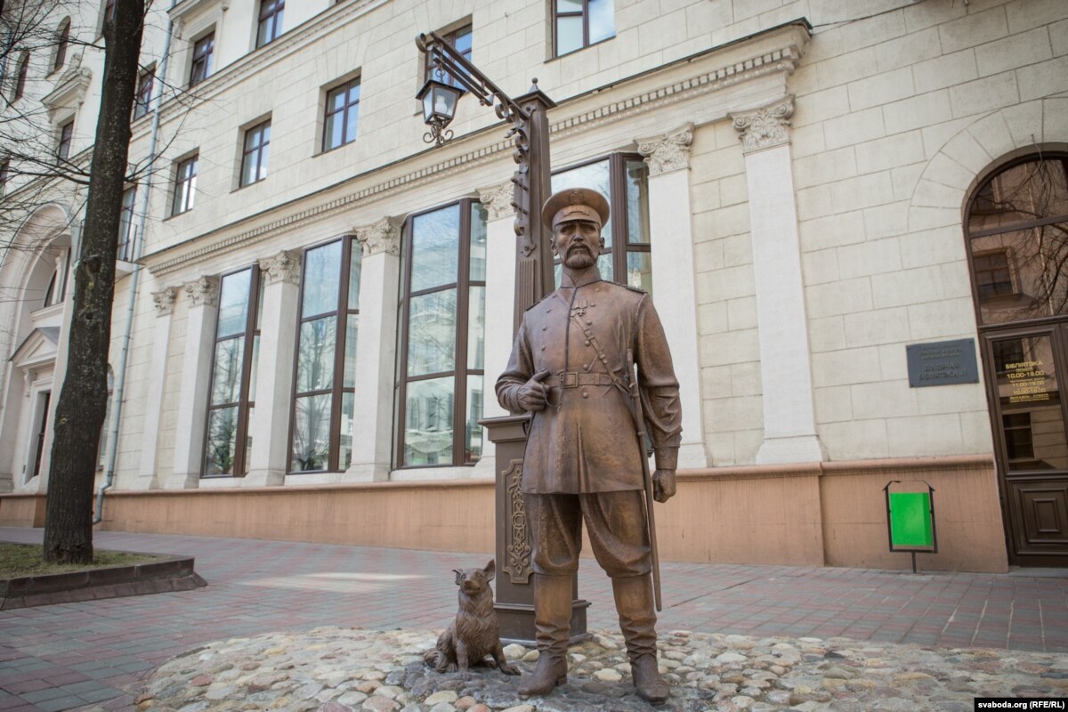 Belarusian Activists Fined For Mocking Police Statue In Minsk