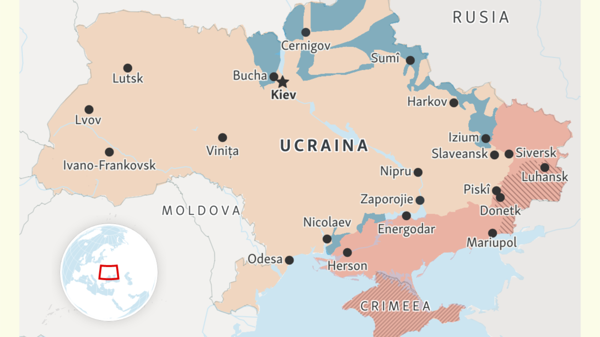 Harta luptelor din Ucraina la data de 15 septembrie 2022