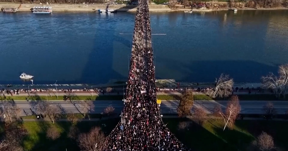 Tens Of Thousands Of Serbian Student Protesters Block 3 Bridges In Novi Sad