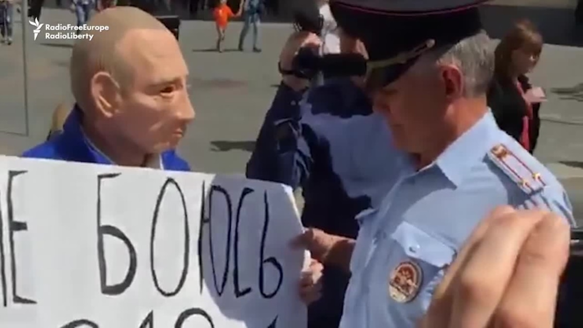 Protester Arrested Again For Wearing Putin Mask