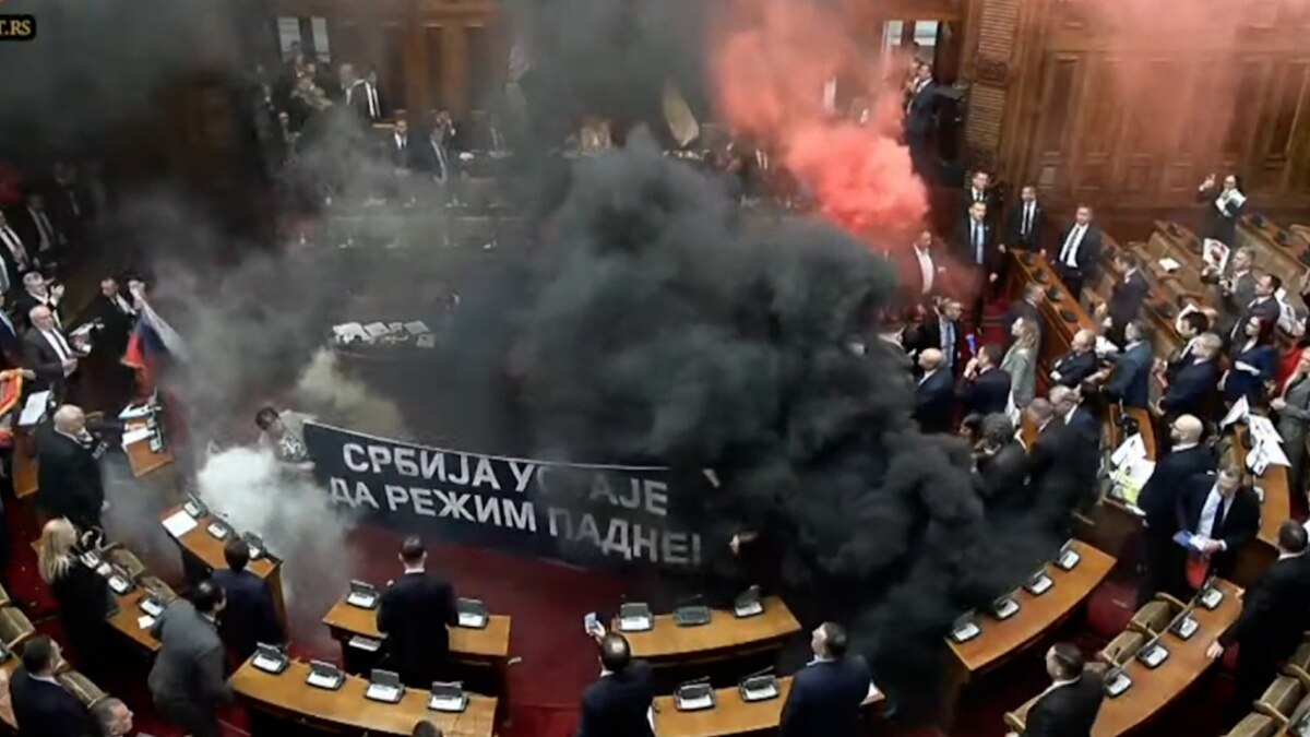 Smoke Bomb Protest Hits Serbian Parliament