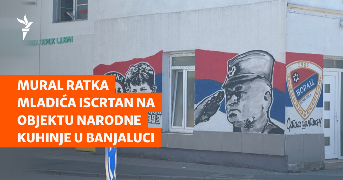 Mural Ratka Mladića iscrtan na objektu narodne kuhinje u Banjaluci