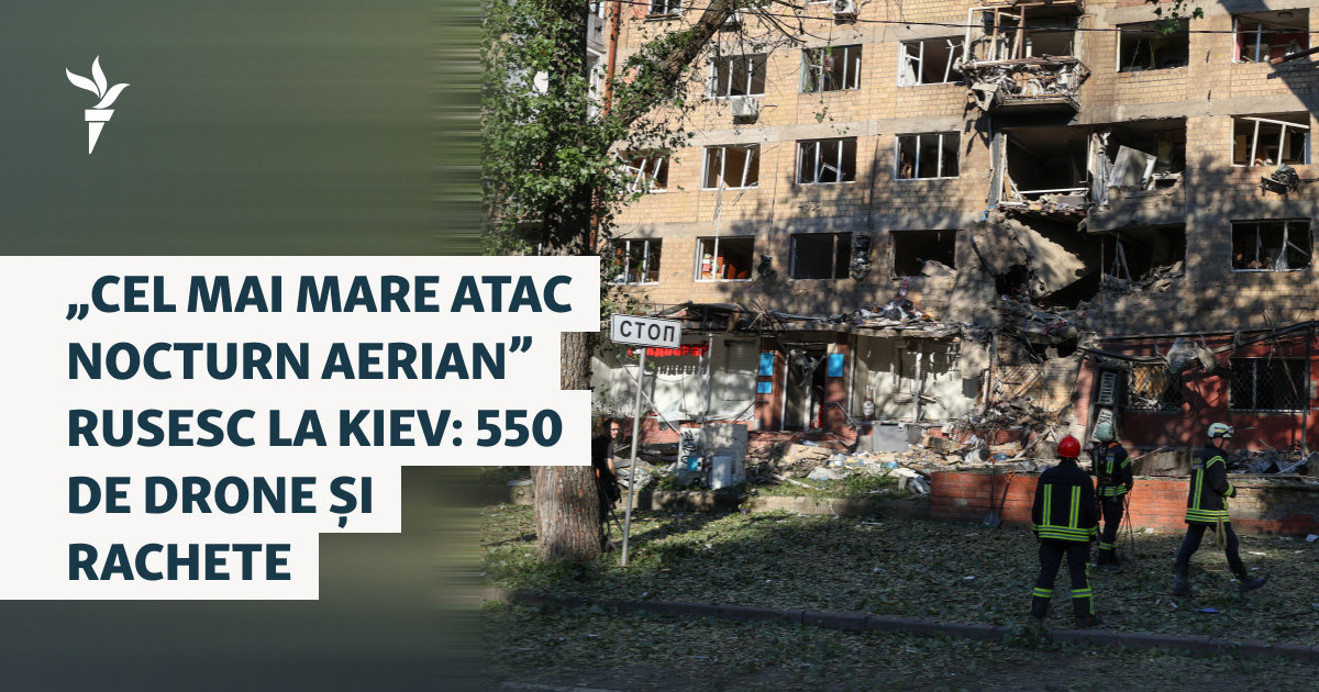 „Cel mai mare atac nocturn aerian” rusesc la Kiev: 550 de drone și rachete