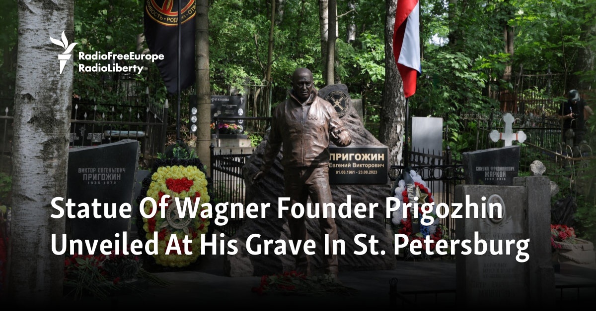 Statue Of Wagner Founder Prigozhin Unveiled At His Grave In St. Petersburg