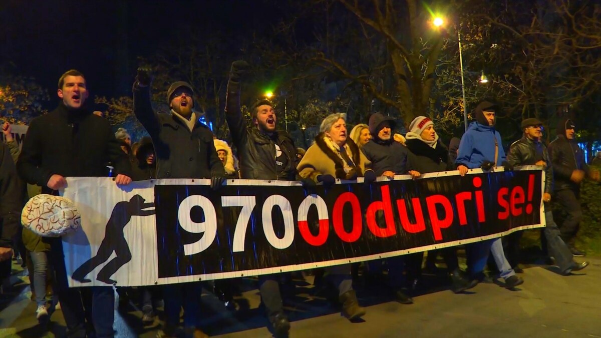 Antigovernment Protesters March In Montenegro