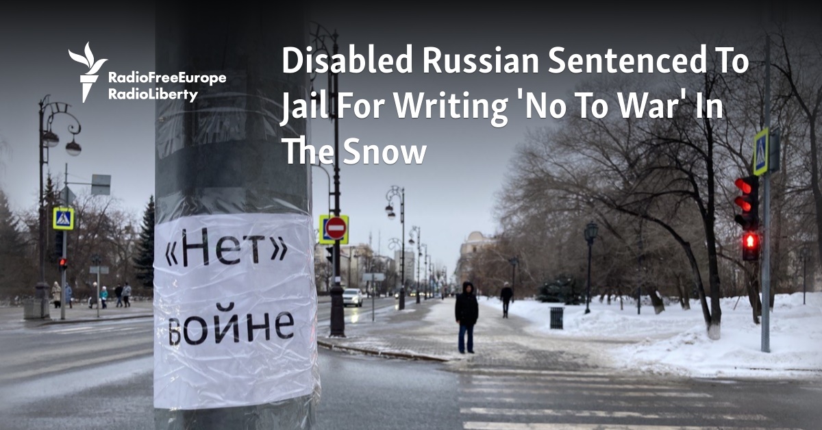 Disabled Russian Sentenced To Jail For Writing 'No To War' In The Snow