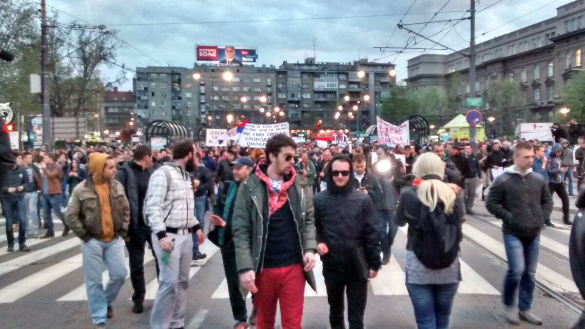 Thousands Of Serbians Stage Fourth Night Of Protests Over Presidential Vote