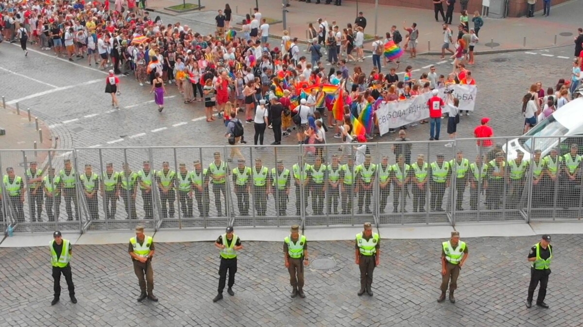 Protesters Try To Block Ukrainian LGBT Parade