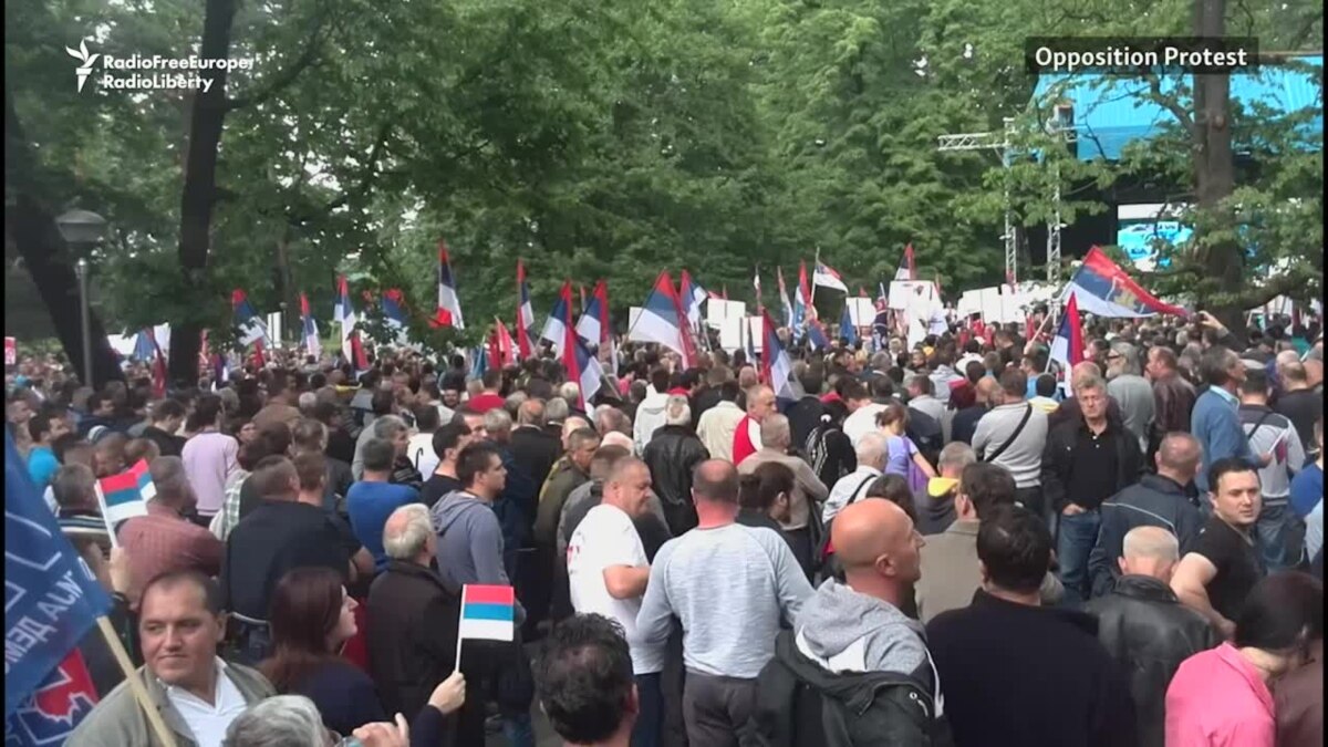 Protests For And Against Bosnian Serb Government In Banja Luka