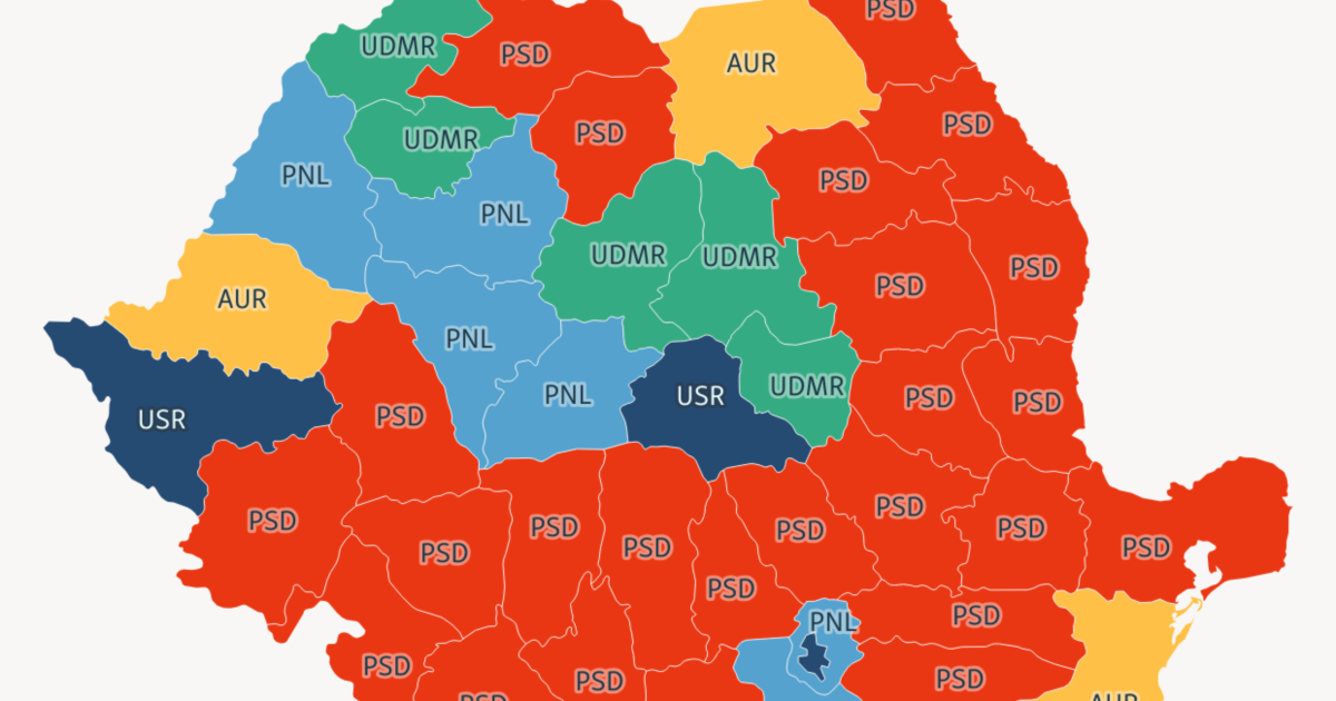 Rezultate alegeri parlamentare. Harta pe județe: AUR triumfă în Suceava ...
