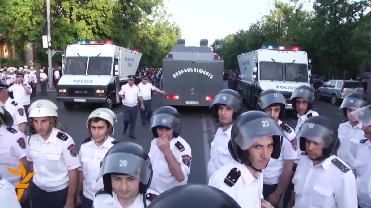 Heavy Police Presence At Armenia Protests